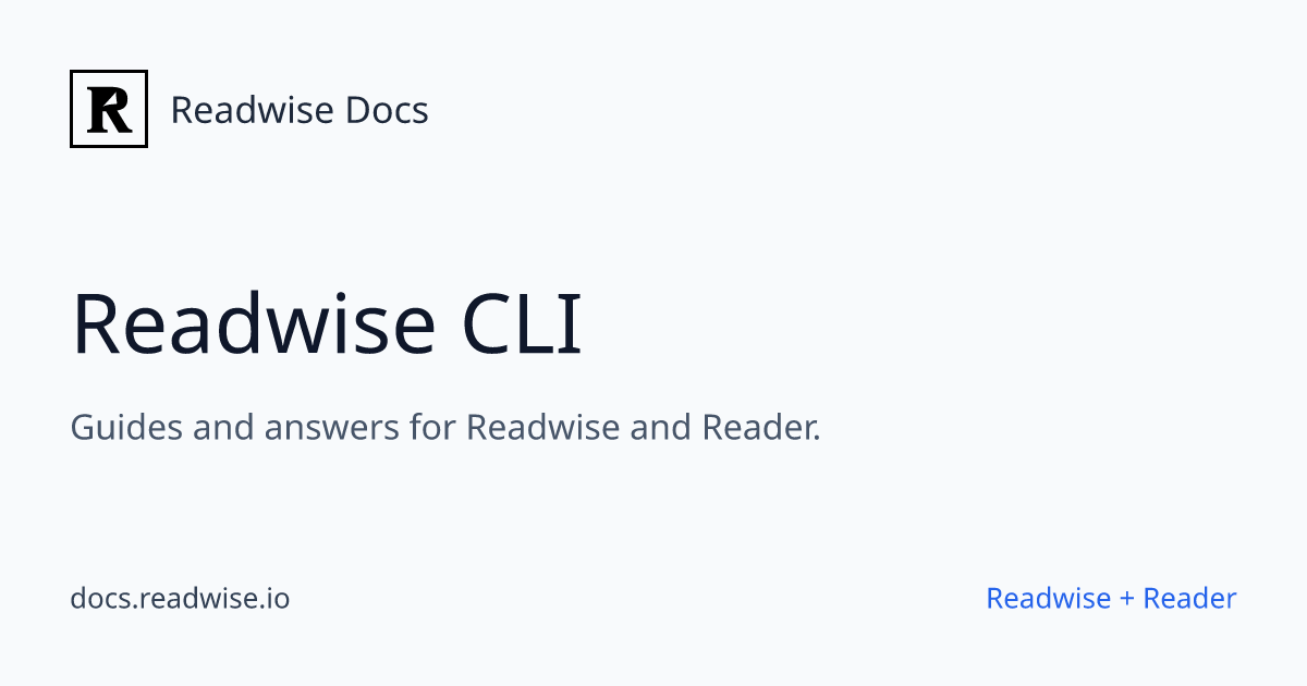 Readwise CLI - Readwise Docs