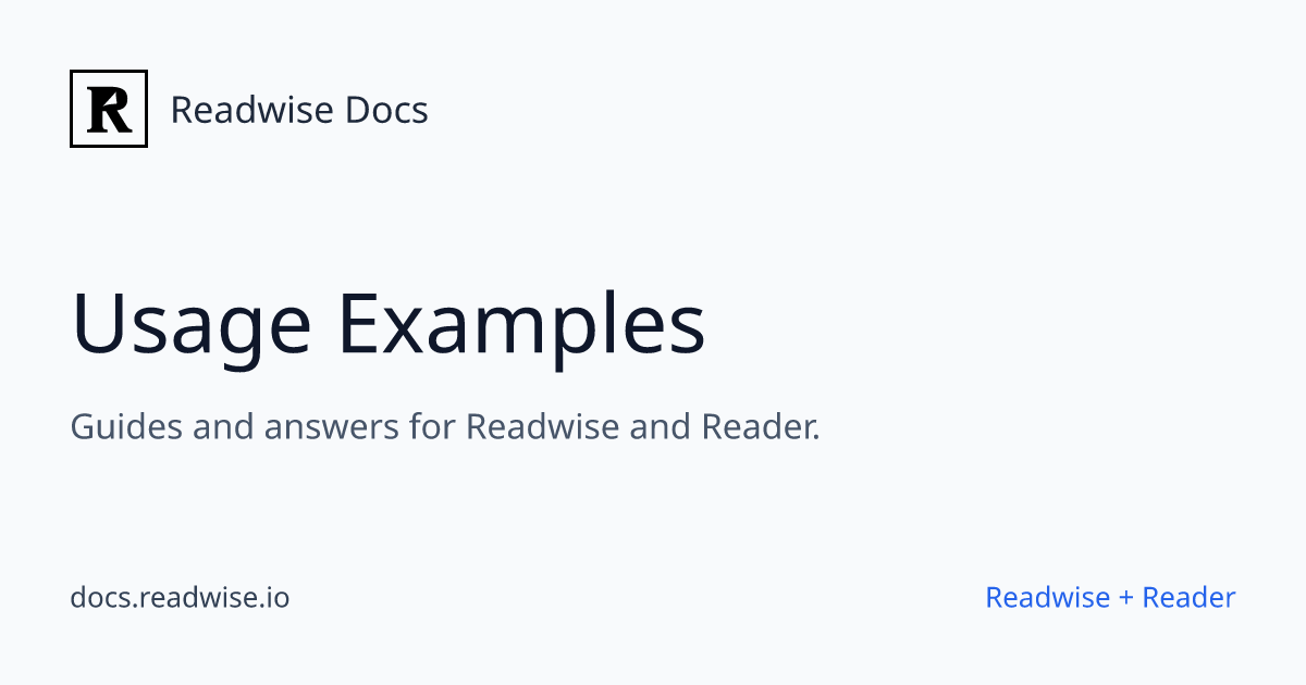Usage Examples - Readwise Docs